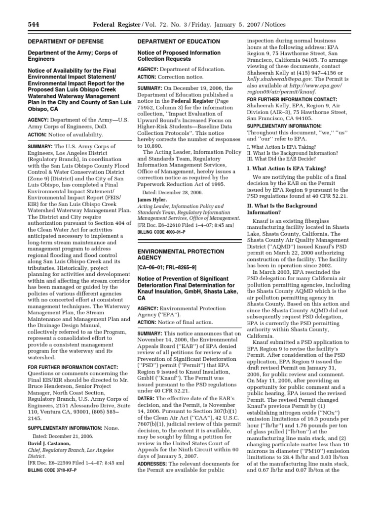 Notice: Air Quality Prevention of Significant Deterioration (PSD ...