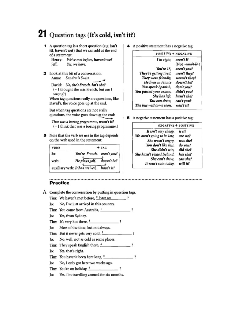 Question Tags Grammar Spectrum | PDF