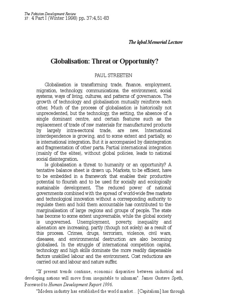Streeten Paul Pak Dev Rev 37 (4) 51-83 | PDF | Full Employment ...