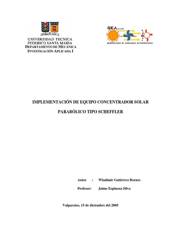 Energia Concentrador Solar Scheffler Gea Utfsm | PDF | Energía solar ...