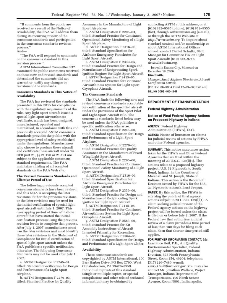 Notice: Highway Planning and Construction Licenses, Permits, Approvals ...