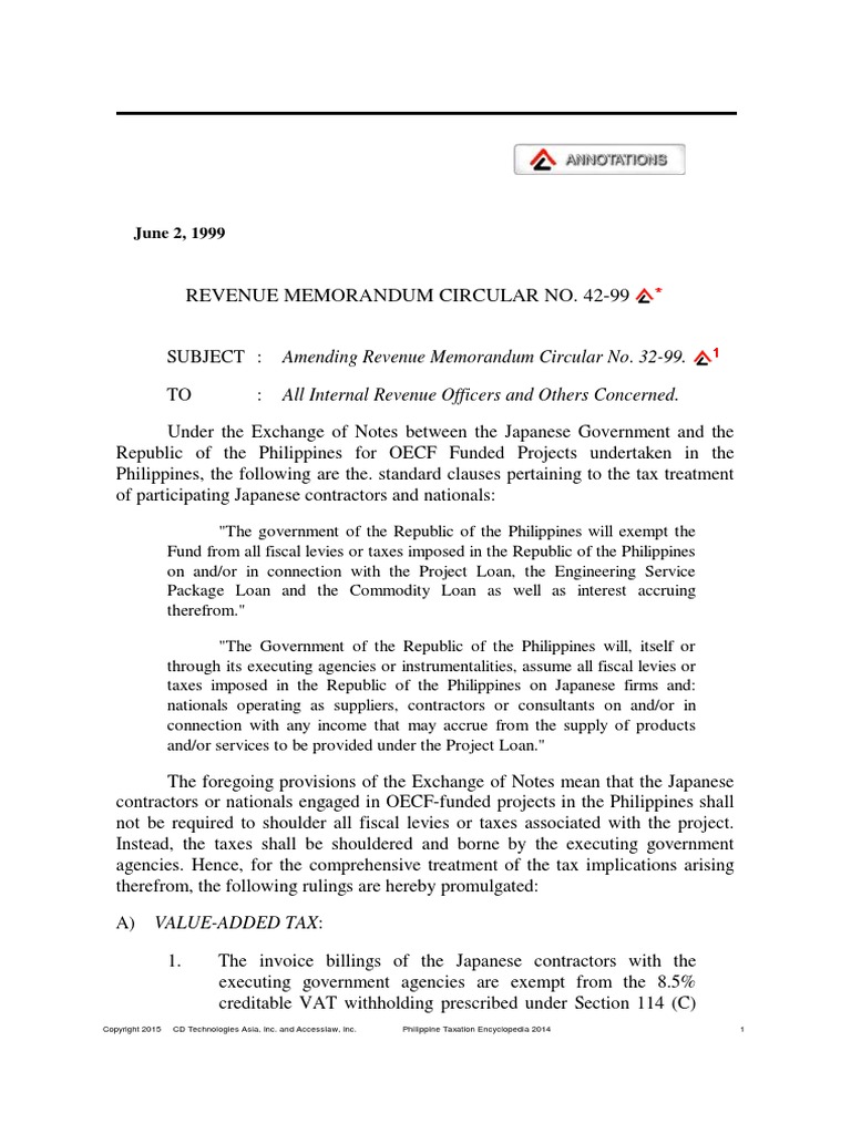 RMC 42-99 | PDF | Value Added Tax | Invoice