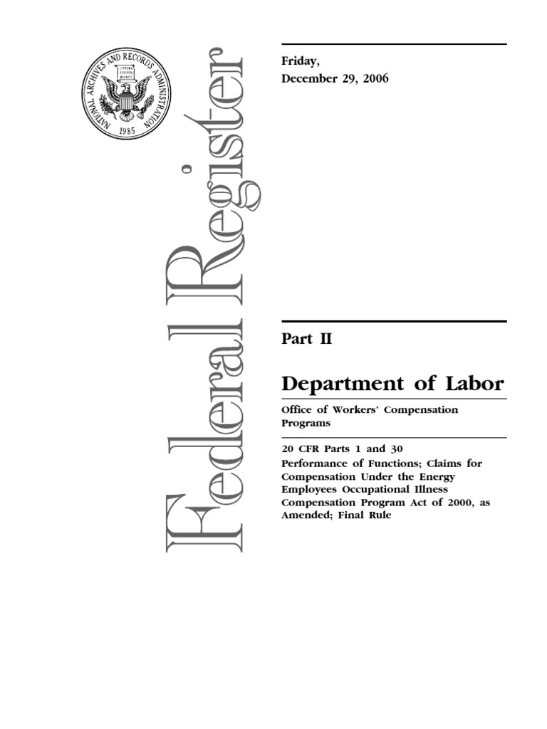 Rule: Energy Employees Occupational Illness Compensation Program Act ...