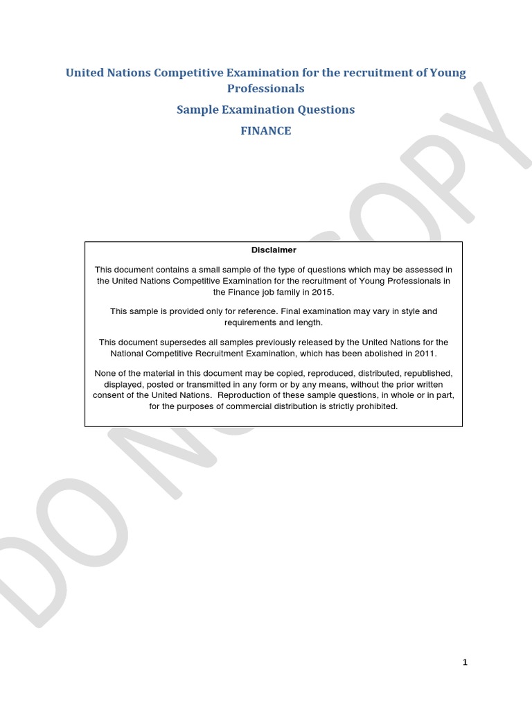 2015 YPP Finance Sample Questions (En) | PDF