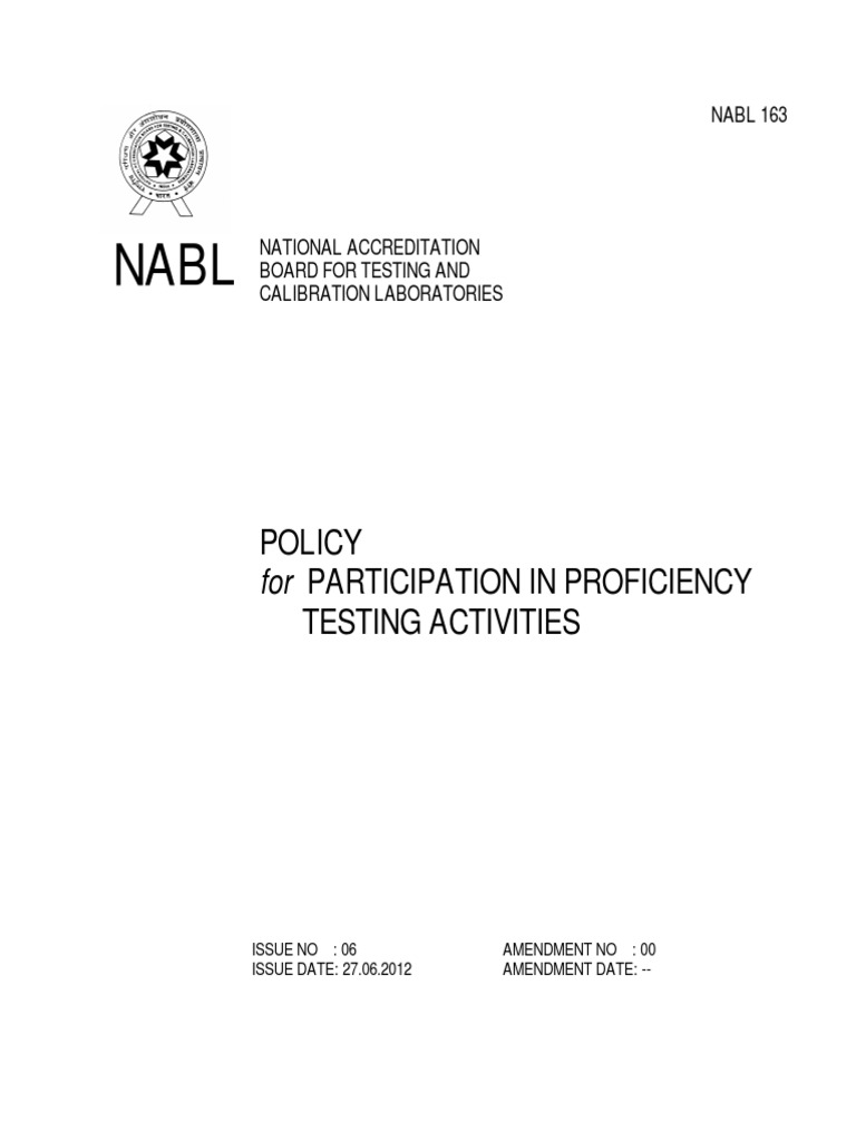 NABL 163: Proficiency Testing Policy | PDF | Evaluation | Business