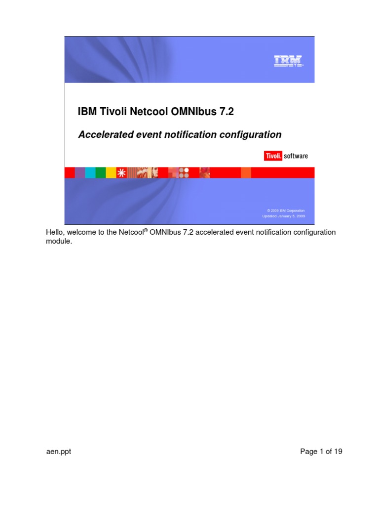 Ibm Tivoli Netcool Omnibus 7 2 Accelerated Event Notification Configuration Pdf Trademark