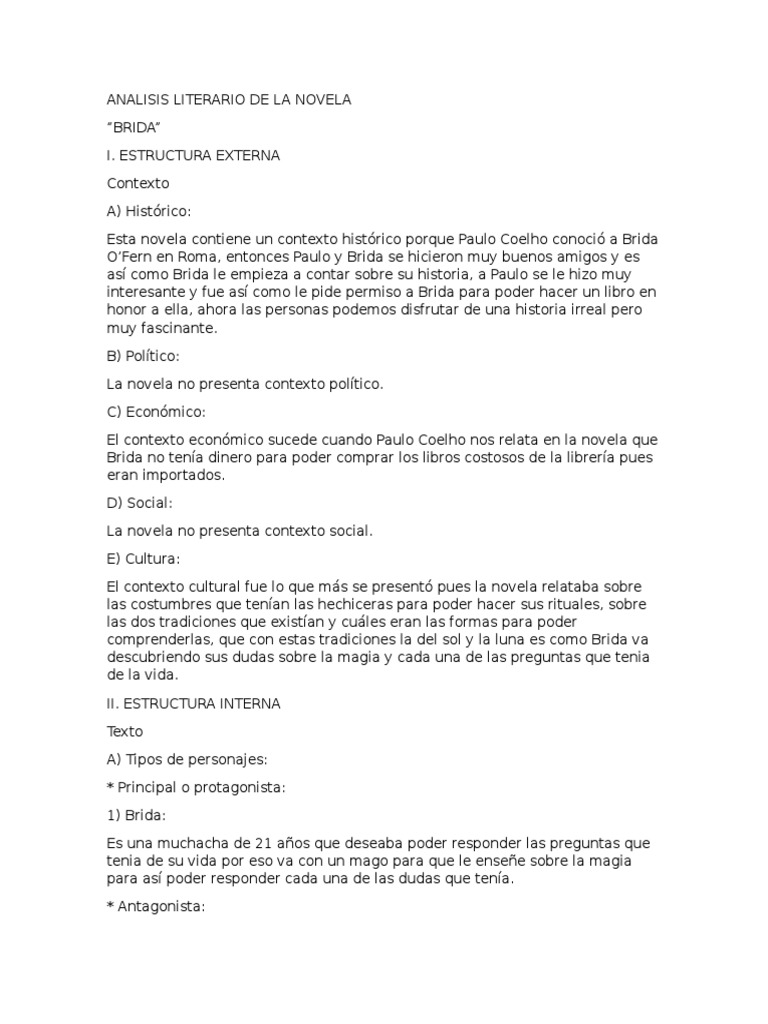 Analisis Literario de La Novela | Narración | Novelas