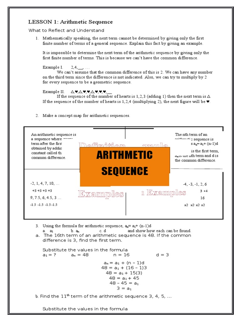 Written Report Arithmetic Sequence | PDF | Sequence | Numbers