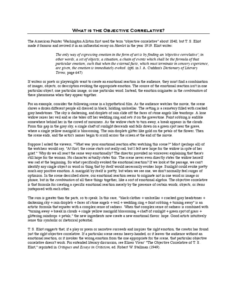 Objective Correlative Pdf T S Eliot