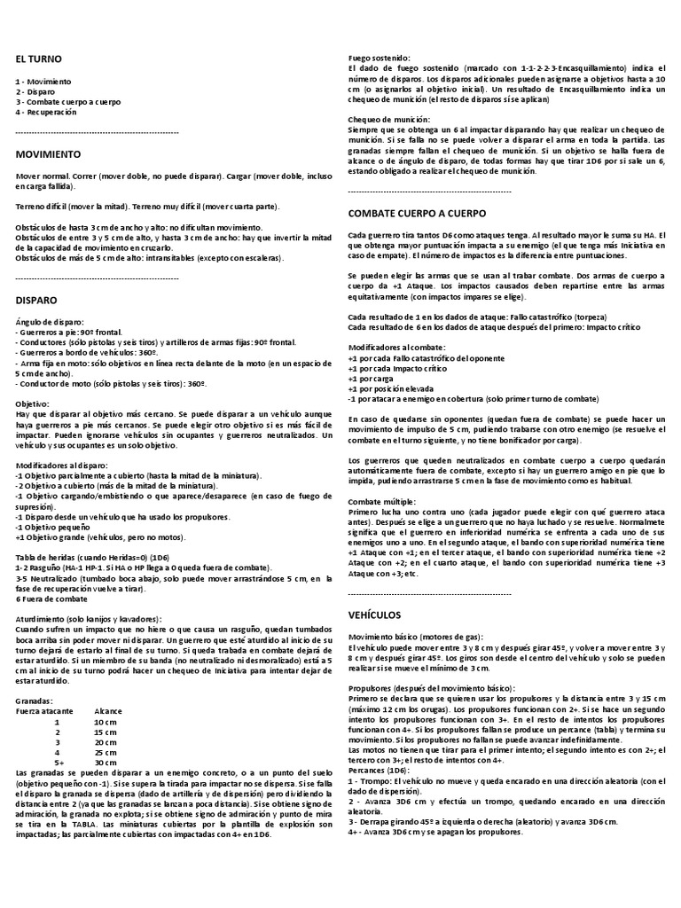 Gorkamorka Resumen Reglamento PDF | PDF | Munición | Motocicleta