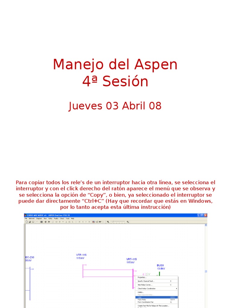 Manejo de Aspen One Liner en Relés | PDF | Relé | Ingeniería de la Energía