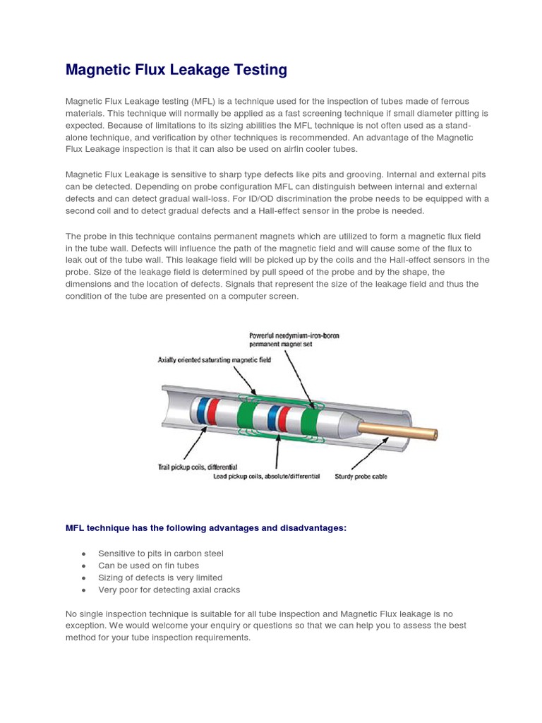 Magnetic Flux Leakage Testing | Manufactured Goods | Electromagnetism