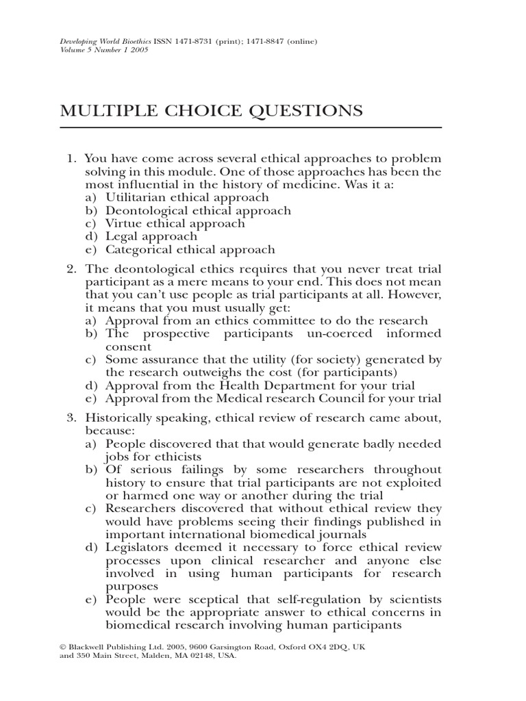 Mcqs Ethics PDF | PDF | Informed Consent | Clinical Trial Mcqs Ethics PDF | PDF | Informed Consent | Clinical Trial