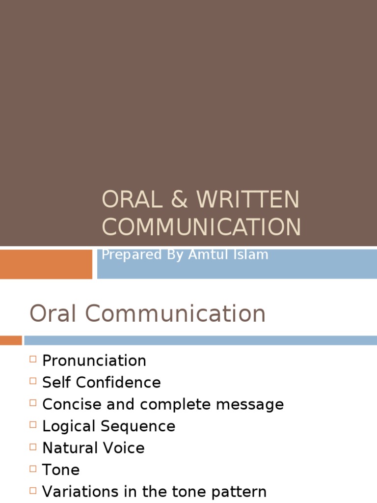 Oral Written Communication | PDF