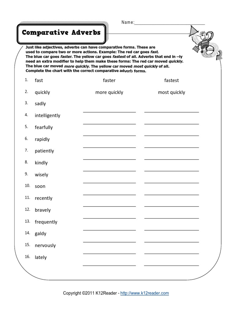 Adverb10 Comparative Adverbs | PDF