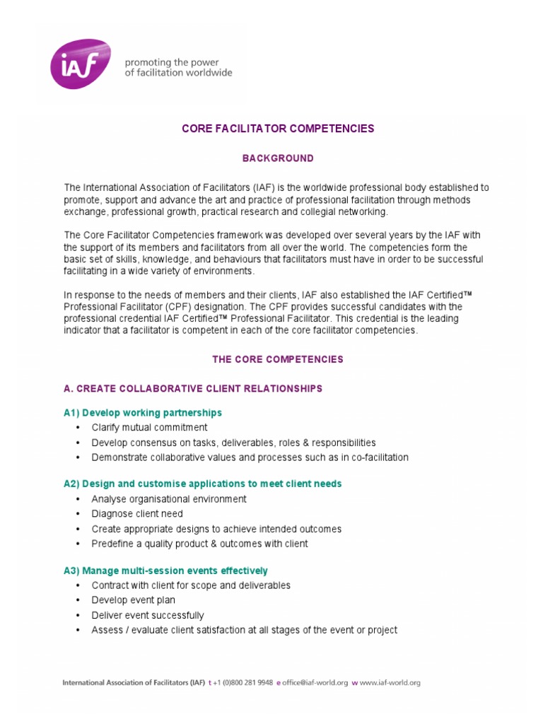IAF Core Competencies | PDF | Facilitator | Competence (Human Resources)