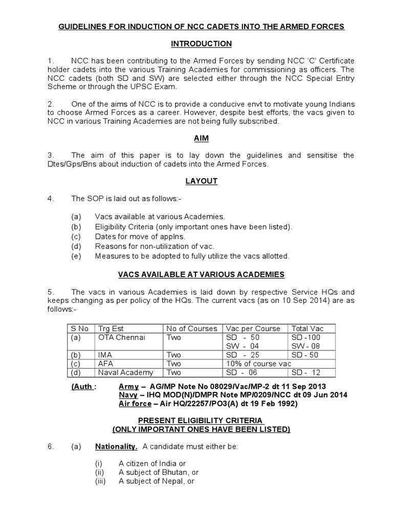 Induction Into the Armed Forces Guidelines Final | Cadet | Military Science