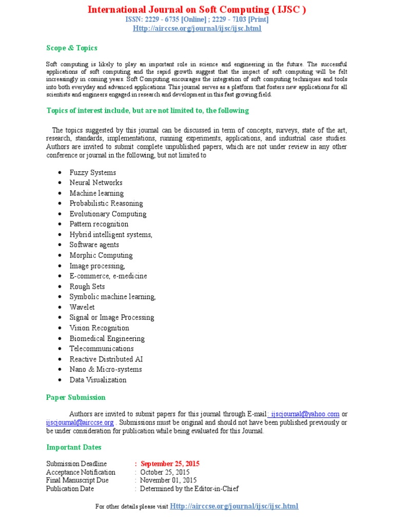 Scope & Topics: ISSN: 2229 - 6735 (Online) 2229 - 7103 (Print) | PDF