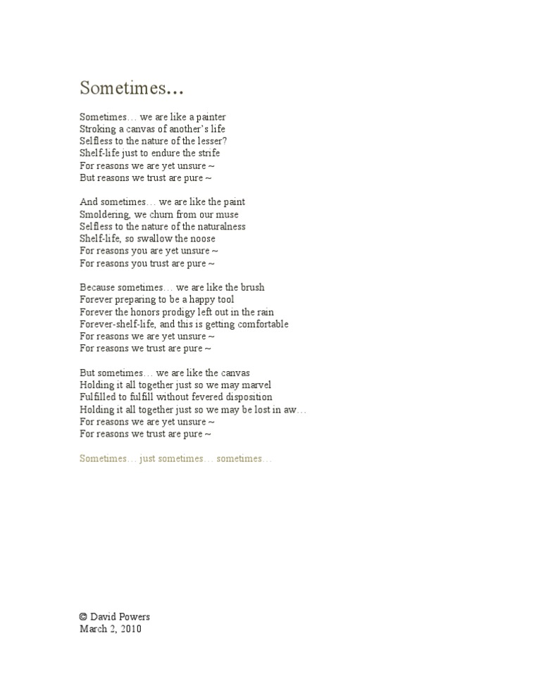 Sometimes (Poem) | PDF