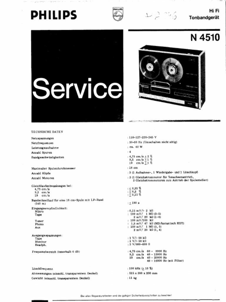Philips N4510 Taperecorder | PDF