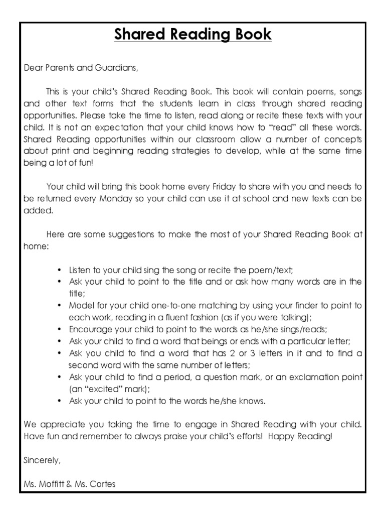 Engaging Shared Reading Guide for Parents | PDF