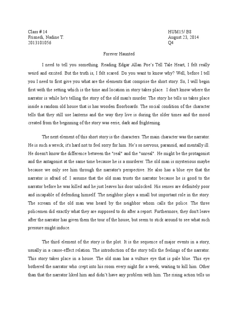 Analysis of Poe's "The Tell-Tale Heart" | PDF | Narration | Edgar Allan Poe