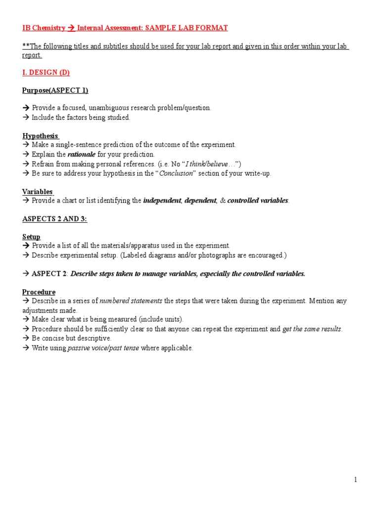 IB Chemistry Lab Report Format Guide | PDF | Experiment | Uncertainty