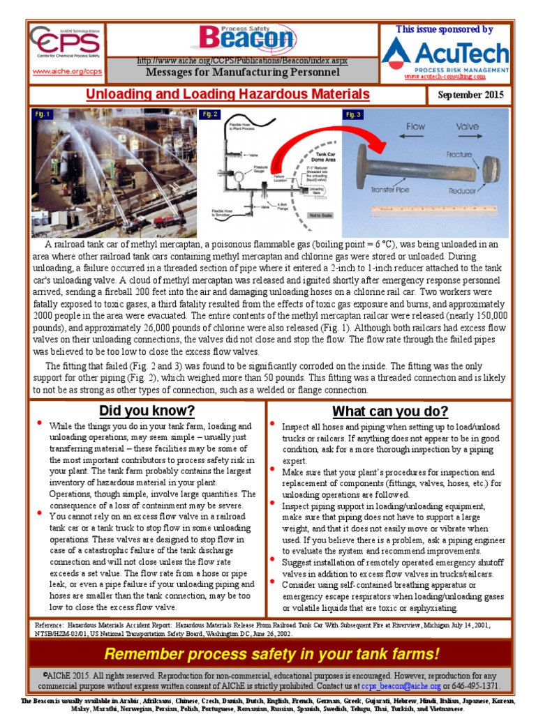 CCPS Process Safety Beacon September 2015 | PDF | Pipe (Fluid ...