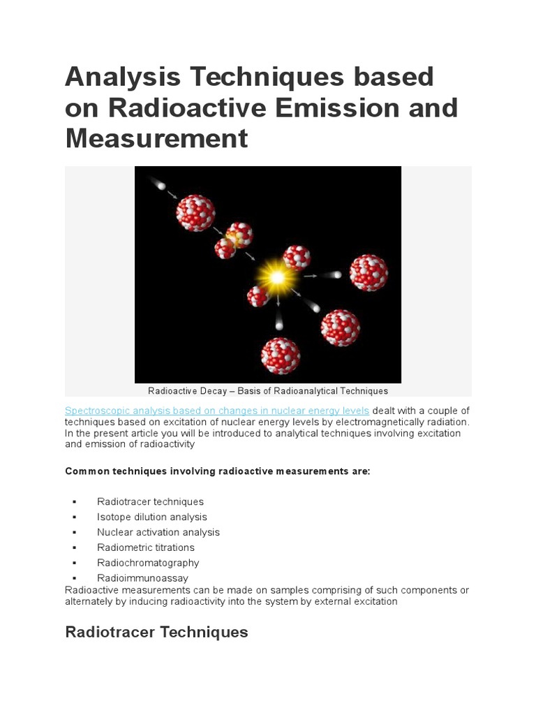 Radioanalytical Techniques Overview | PDF | Radioactive Tracer ...