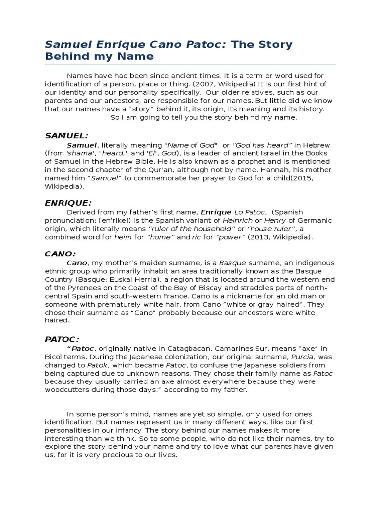 The Story Behind My Name | PDF
