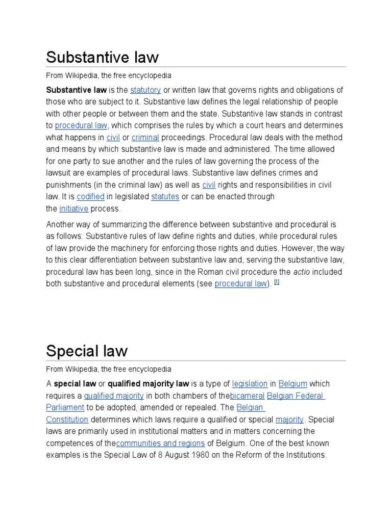 Substantive Law,Special & Procedural Law | Procedural Law | Ethical ...