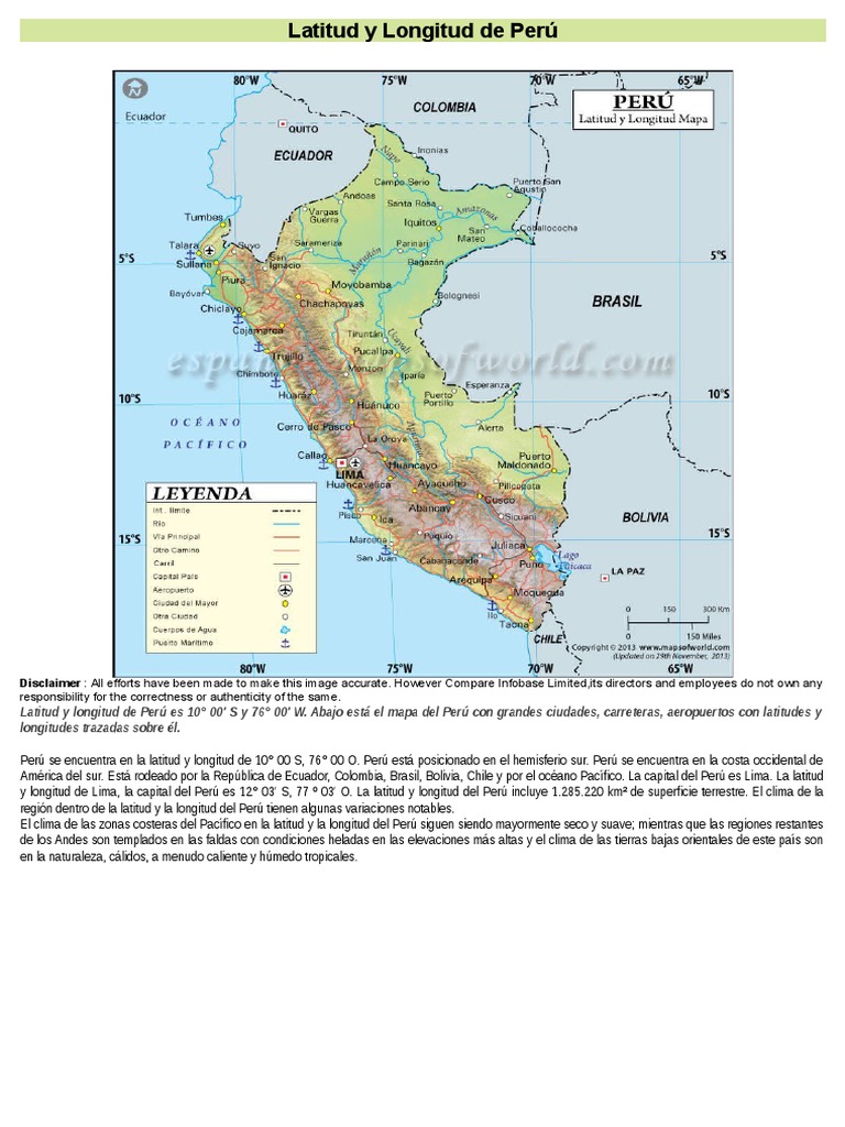 Latitud y Longitud Del PERU | Perú | Clima