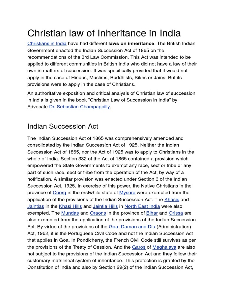 Christian Inheritance | PDF | Will And Testament | Intestacy