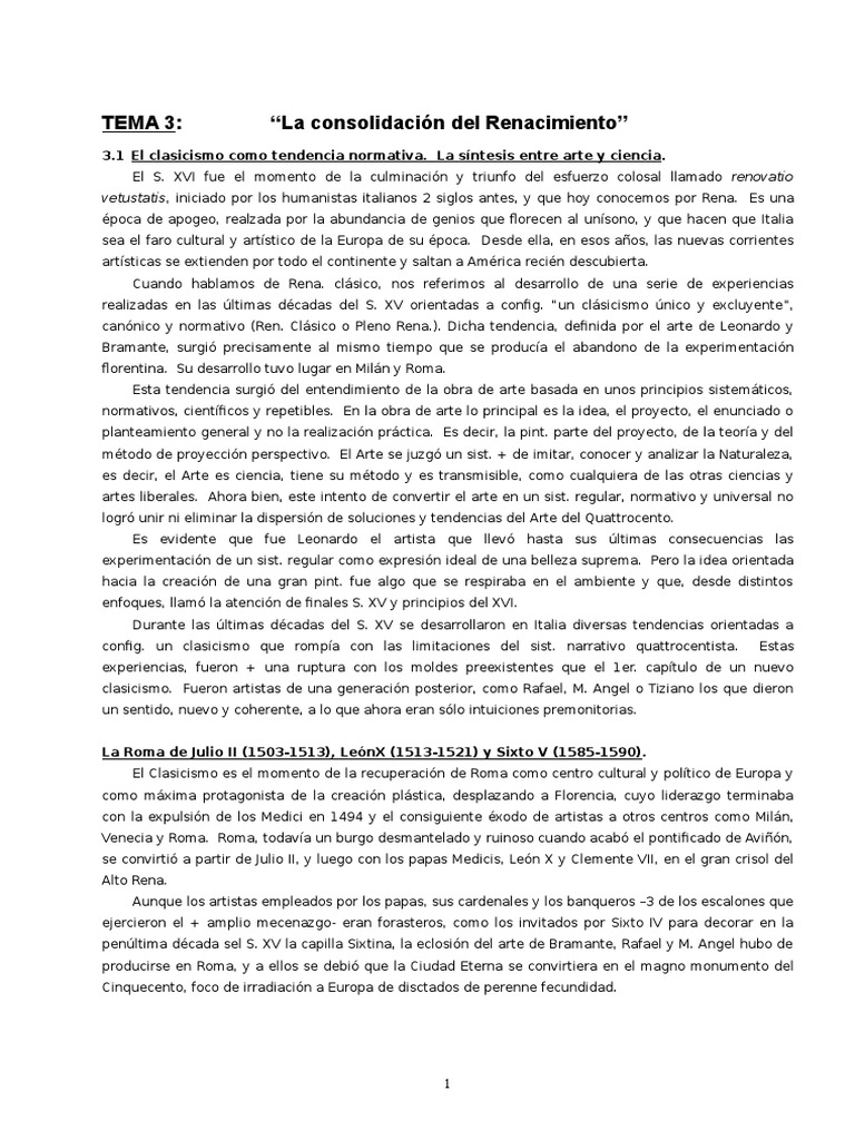 TEMA 3. RENACIMIENTO (Arte 3º Curso) | PDF | Rafael | Leonardo Da Vinci