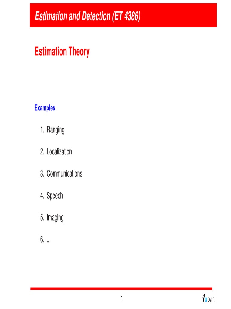 01 Estimation PDF | PDF | Estimator | Bias Of An Estimator