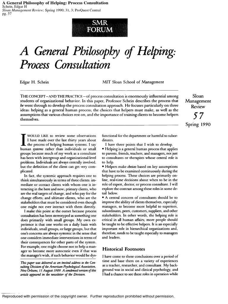 A General Philosophy of Helping-Process Consultation | PDF