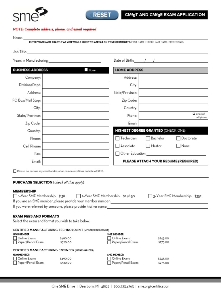 CMFGT and Cmfge Exam Application: Home Address | PDF | Test (Assessment ...