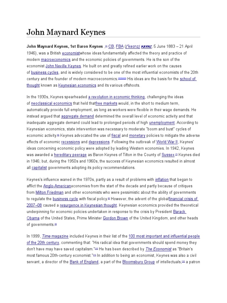 John Maynard Keynes | PDF | John Maynard Keynes | Joseph Stiglitz