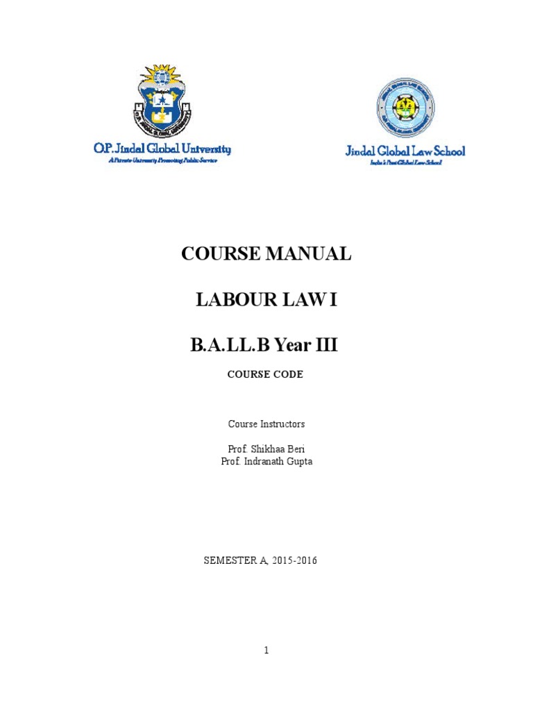 Labour Law I Course Manual | PDF | Test (Assessment) | Educational ...