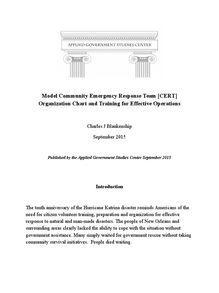 Model Community Emergency Response Team (CERT) Organization Chart and ...