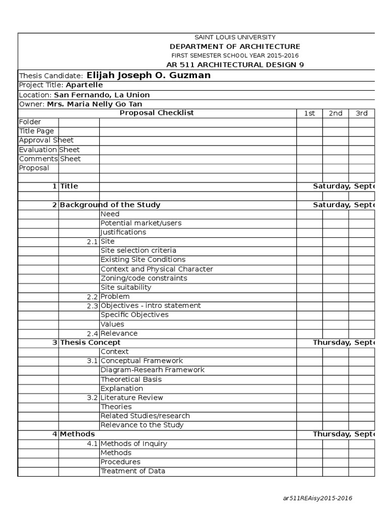 Proposal Checklist | PDF | Thesis | Evaluation