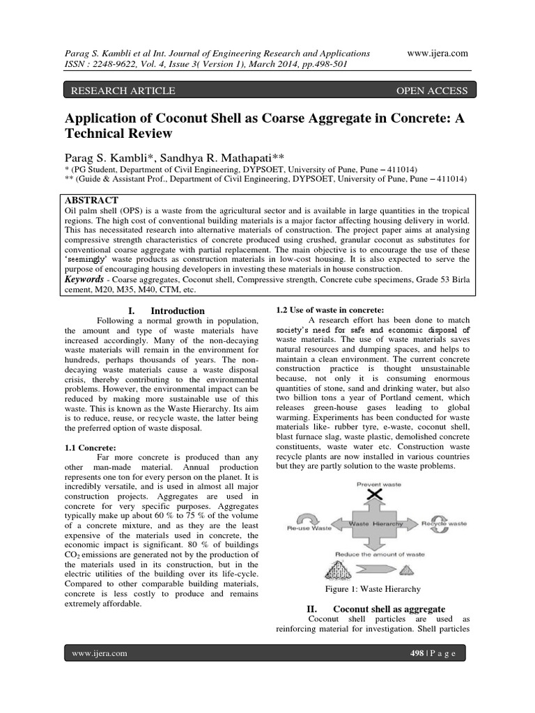 Concrete Using Coconut Shells | PDF | Construction Aggregate | Concrete