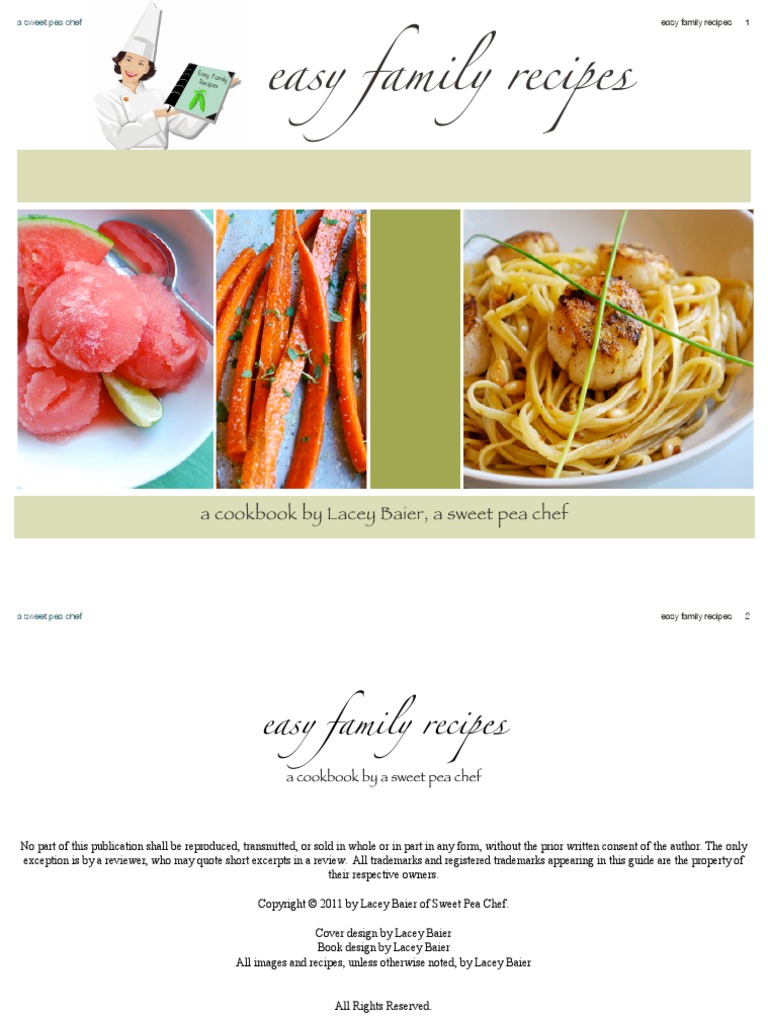 easy family recipes: a cookbook by Lacey Baier, a sweet pea chef