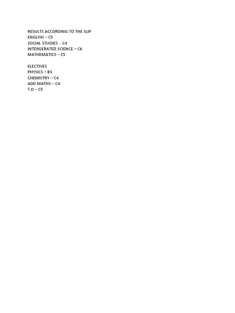 Results According To The Slip English | PDF