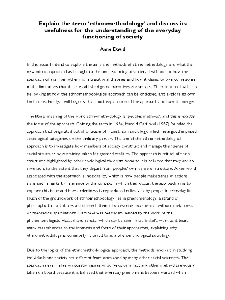 ethnomethodology....pdf | Academic Discipline Interactions | Sociology