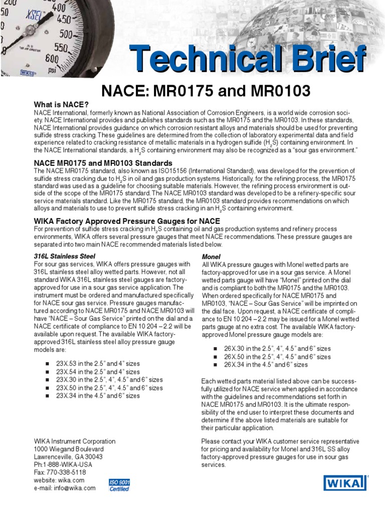 What Is NACE - MR0175 - MR0103 - en - Us - 17202 | PDF