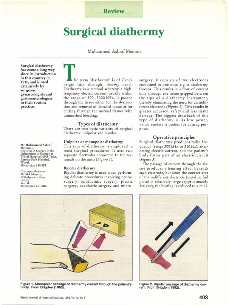 Memon MA. Surgical Diathermy. BR J Hosp Med 1994 | PDF