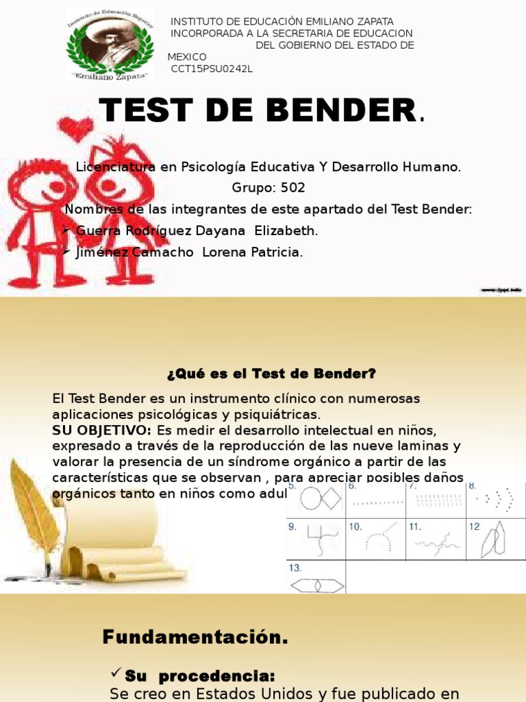 Test de Bender Diapositivas(2) | Psicología clínica | Sicología y ...