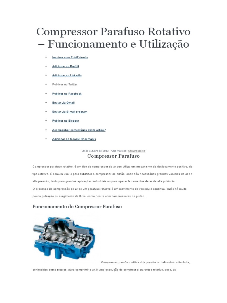 Compressores Rotativos | PDF | Engenharia Mecânica | Energia e recurso
