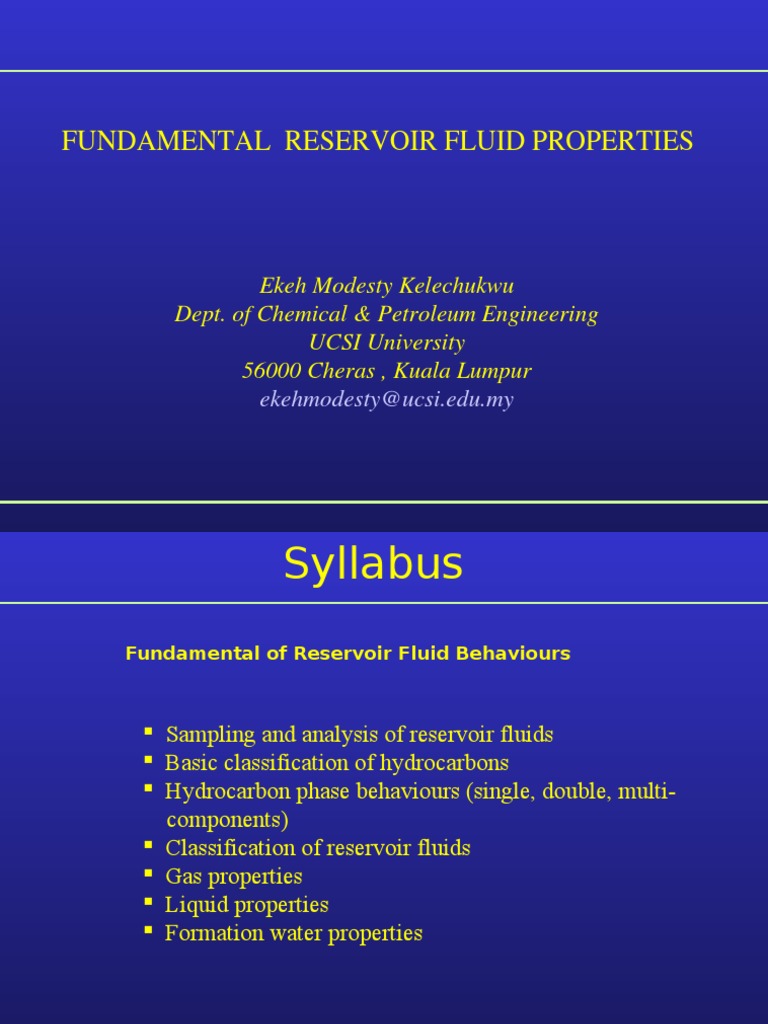 Fundamental Reservoir Fluid Behaviour | PDF | Alkane | Petroleum